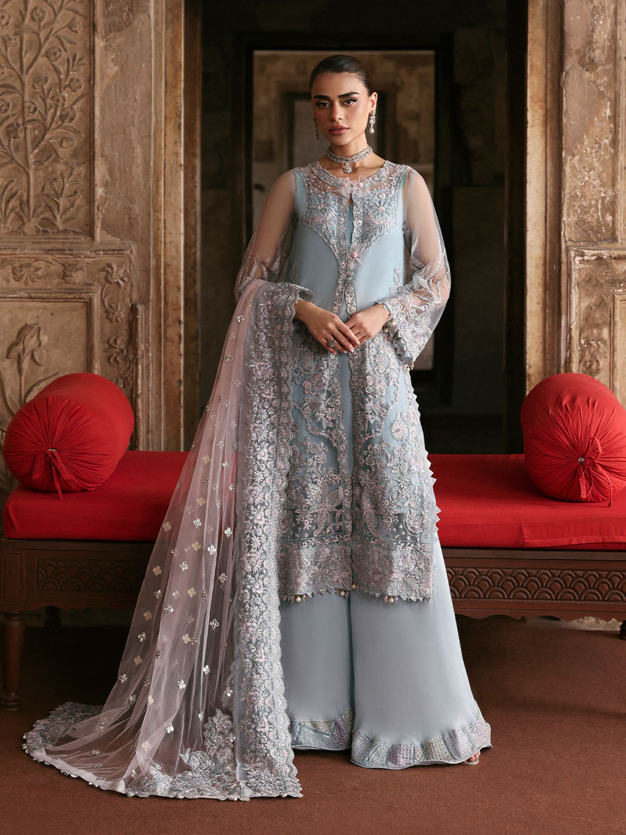 Embroidered Blue Net Pakistani Suit | Parishay Luxury Formals | Wedding Wear – YourLibaas UAE