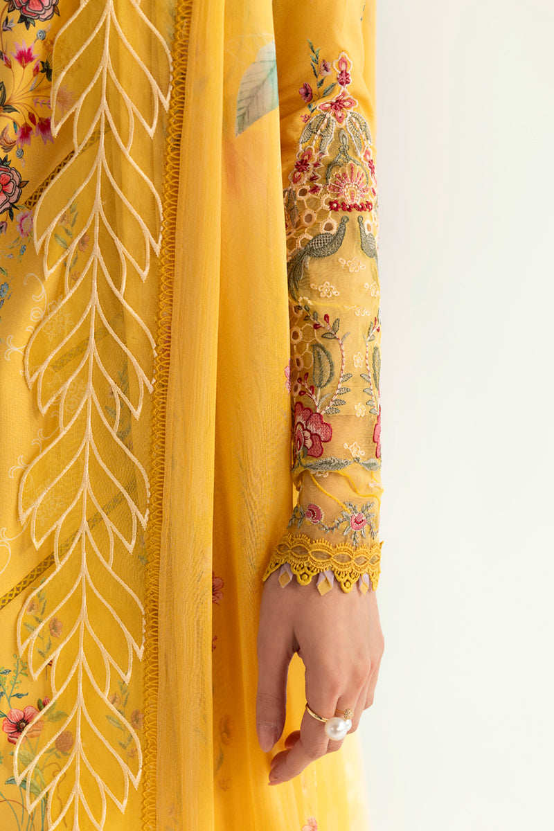 Qalamkar PQ-03 Mehr: Yellow Pakistani Lawn Suit | Perfect for Haldi ...