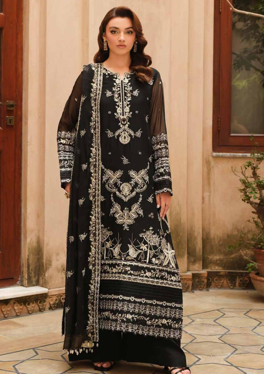 Maryum N Maria Freesia Emira Black Chiffon Pakistani Suit - FW-40039 ...