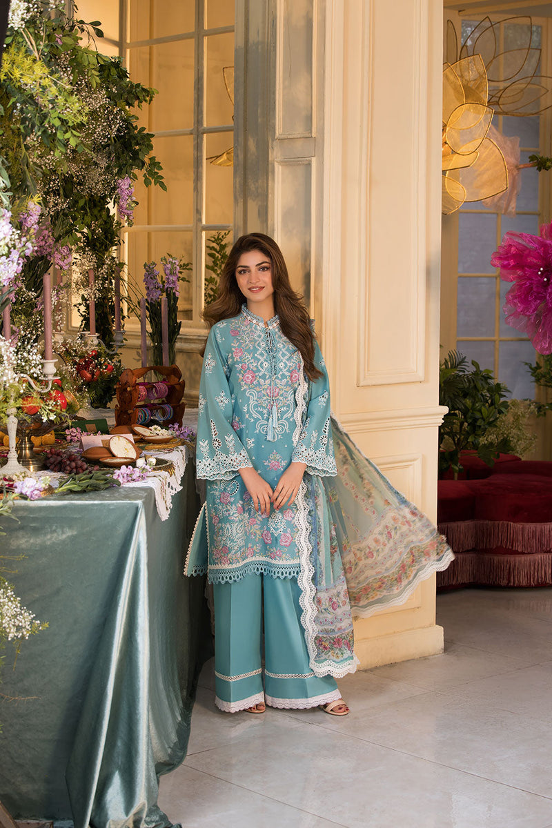 Sobia Nazir Vital Lawn 3A - Turquoise Blue Pakistani Lawn Suit Worn by ...