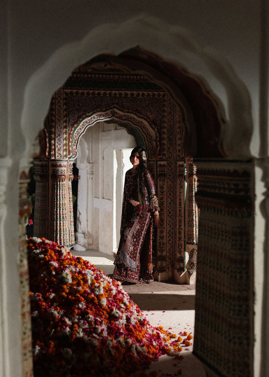 Apsara Dark Brown Embroidered Chiffon Suit | Pakistani Wedding Formal ...