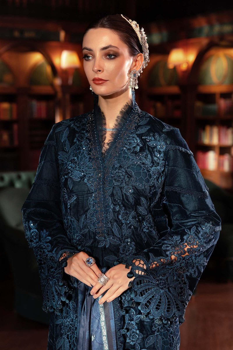 Teal Embroidered Velvet Pakistani Suit | MARIA.B Winter Luxe | Formal ...