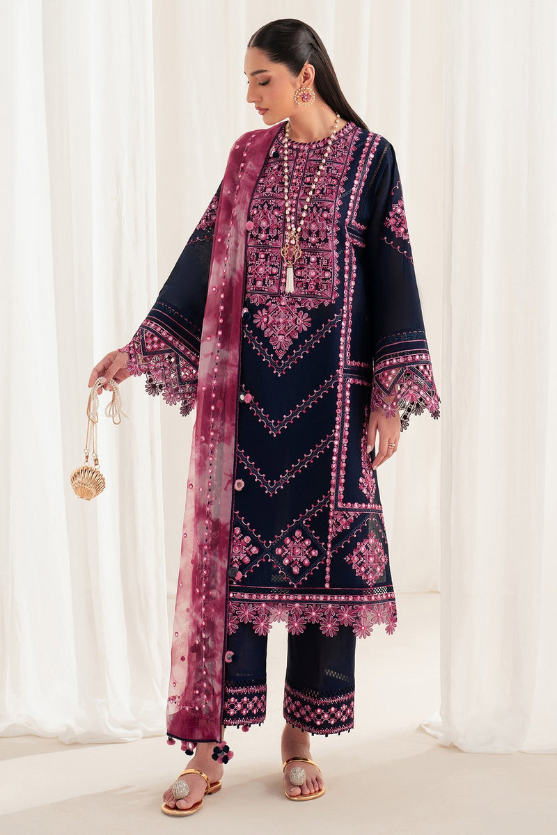 Jazmin Iris Luxury Lawn 2025 D01: Exquisite Navy Blue Pakistani Lawn ...