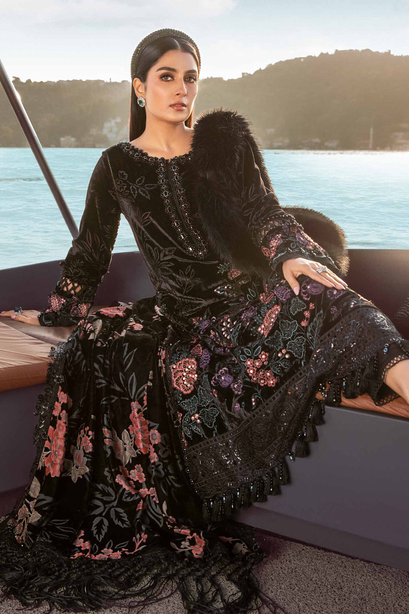 MARIA.B Linen Winter Collection – Black DL-1102 – YourLibaas UAE
