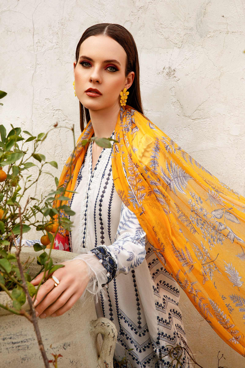 MARIA.B MBasics Lawn Collection – White & Blue MB-US23-107-B ...
