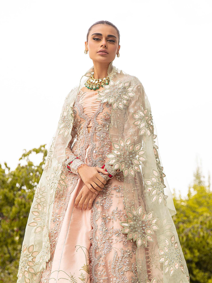 Maryam Hussain Marwa Luxury Peach Organza Pakistani Suit for Wedding ...