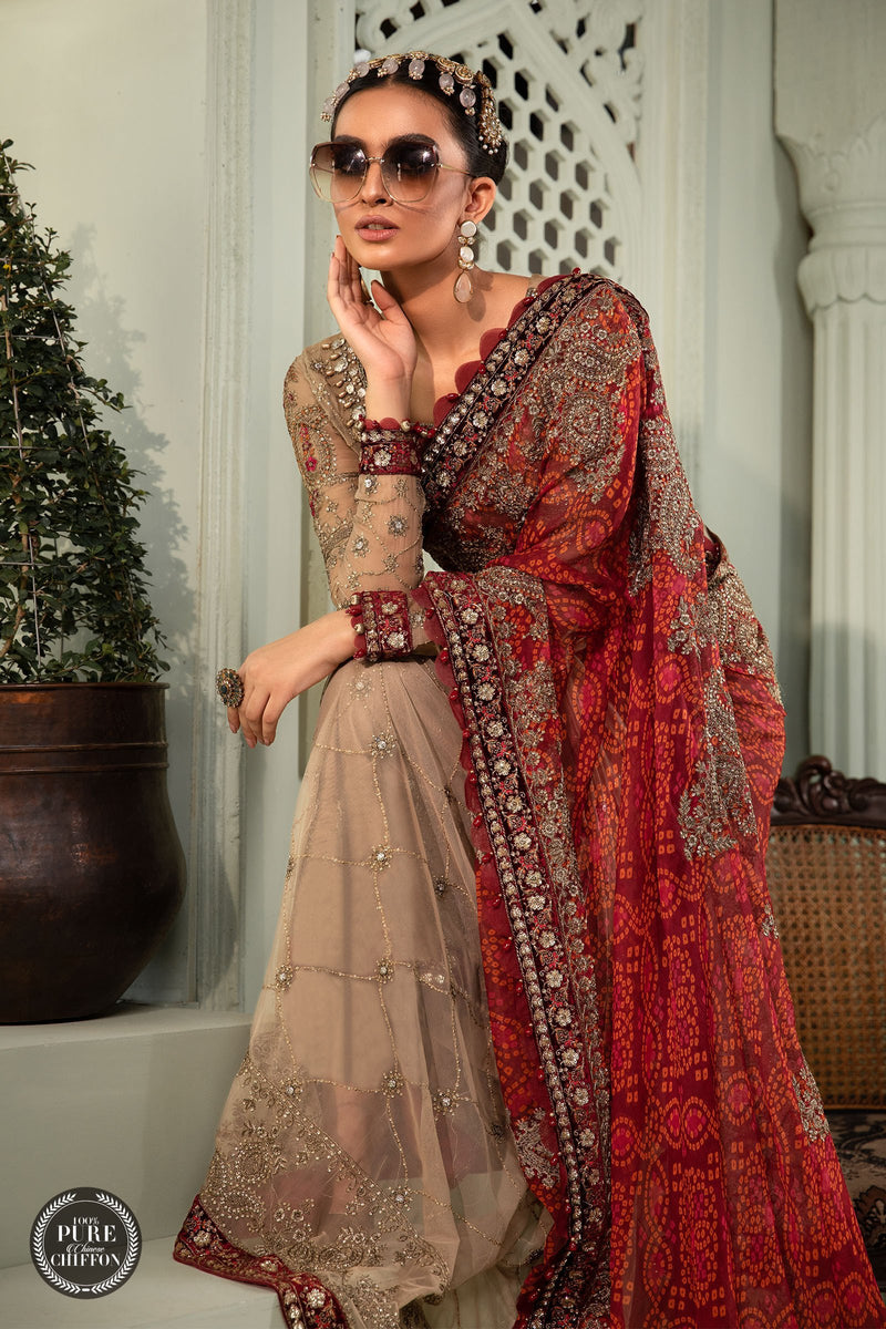 MARIA.B Luxury Chiffon Collection 2022 – MPC-22-202-Coffee and Maroon ...
